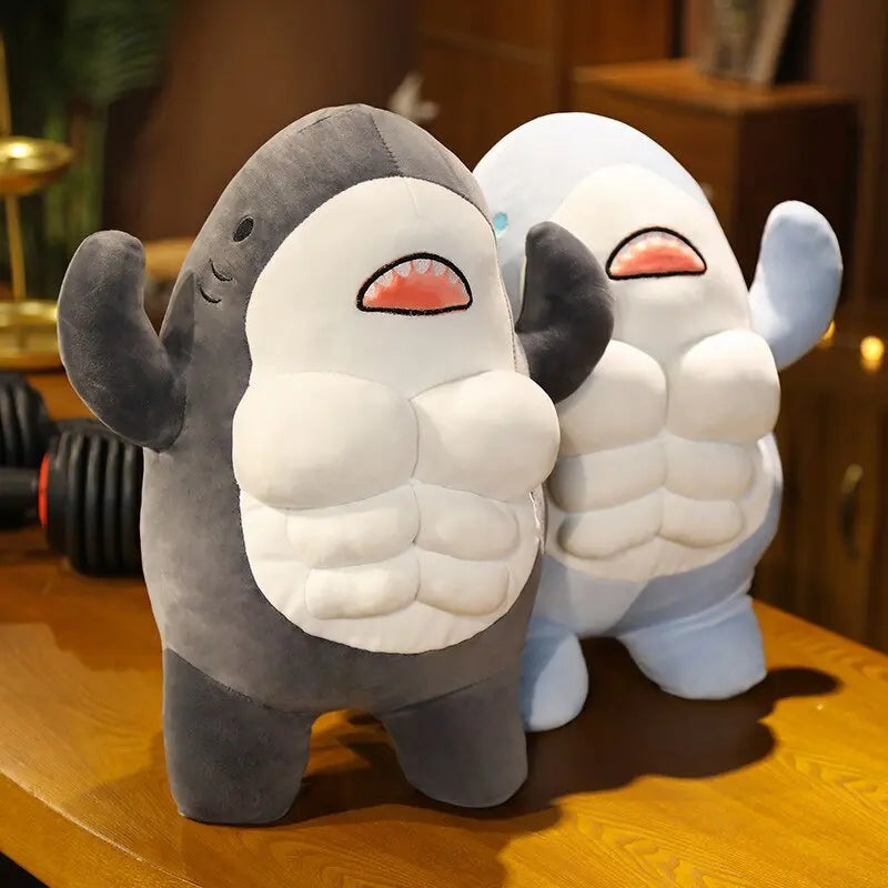 Funny Plush Bodybuilder Shark with Six-Pack - Kawaii Side